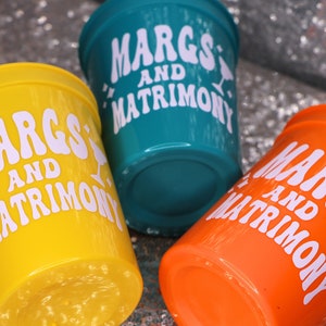 MARGS AND MATRIMONY Cups for Fiesta Bachelorette Party | Last Margarita ...