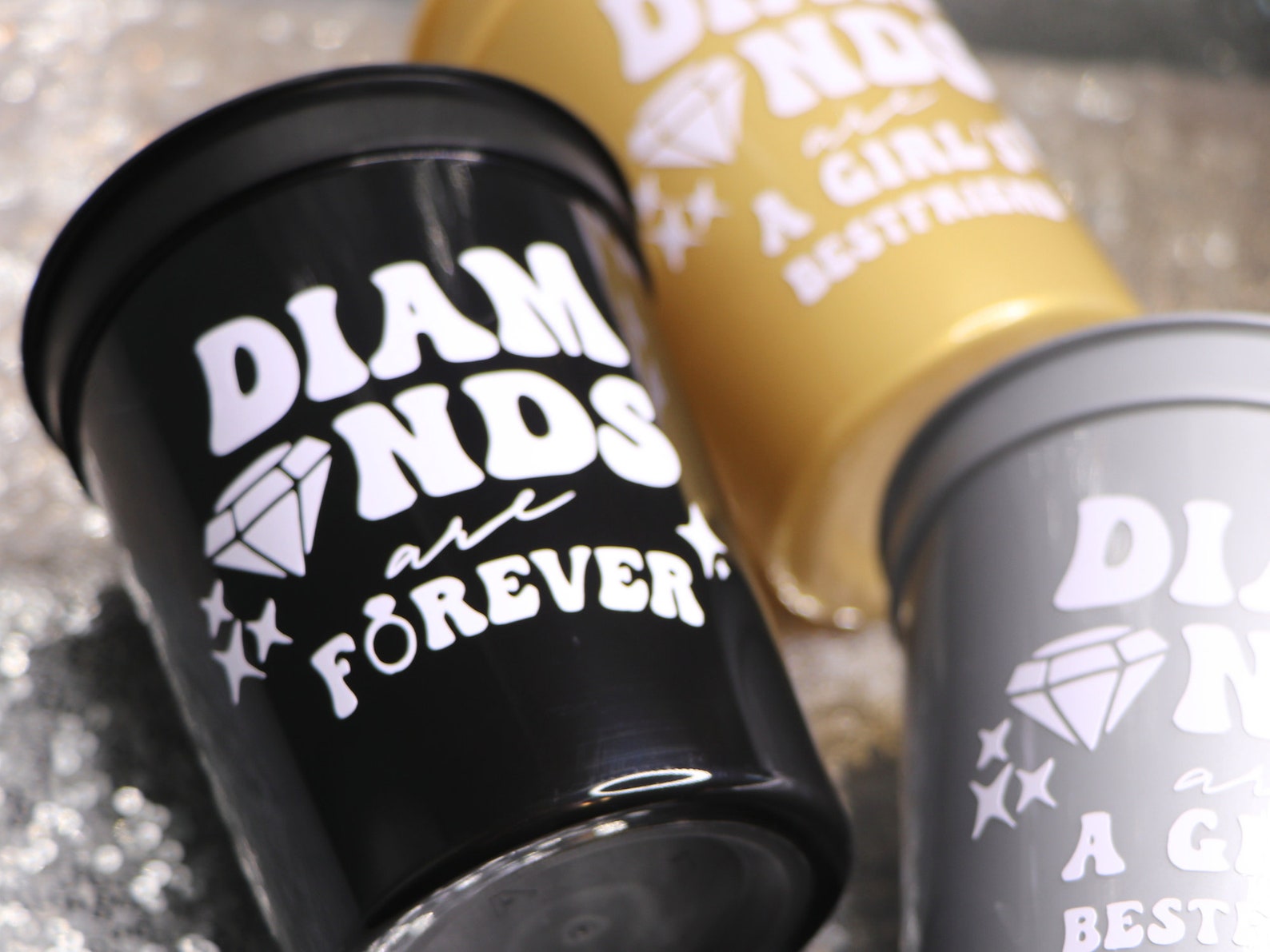 DIAMONDS ARE FOREVER Cups for Bachelorette Party | Las Vegas ...