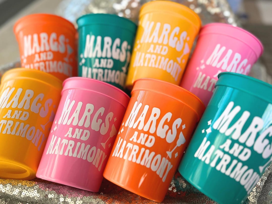 MARGS AND MATRIMONY Cups for Fiesta Bachelorette Party | Last Margarita ...