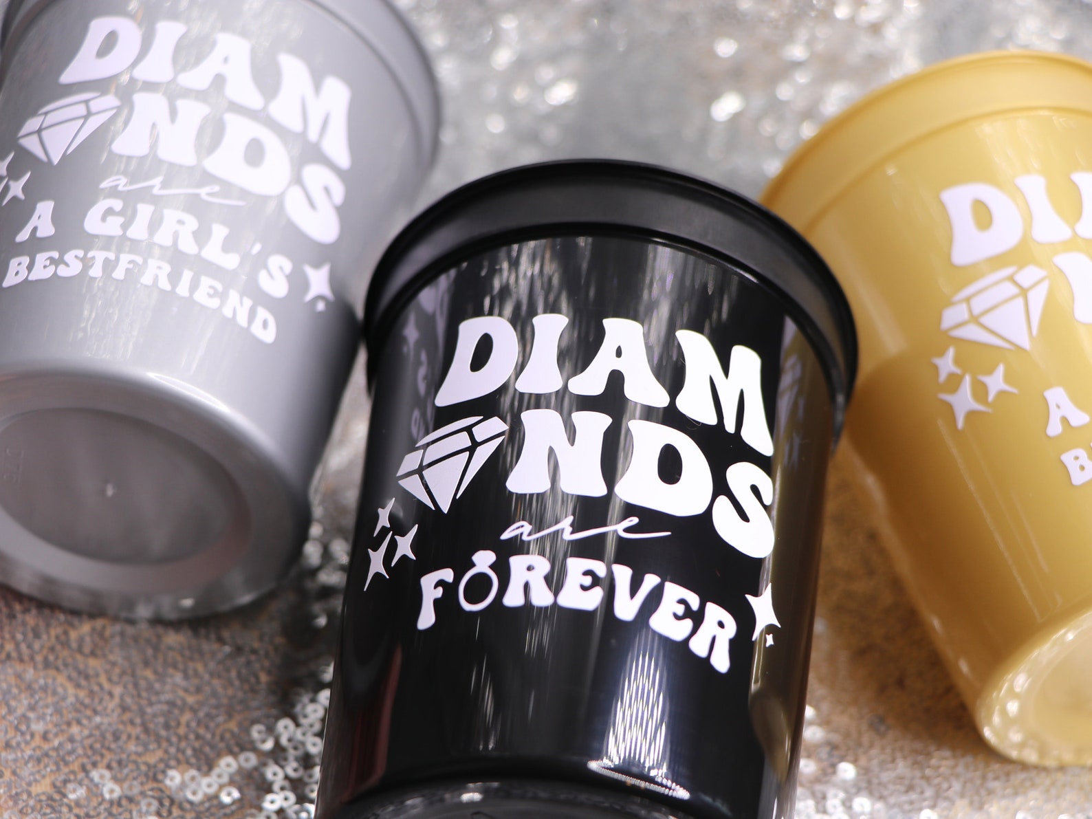 DIAMONDS ARE FOREVER Cups for Bachelorette Party | Las Vegas ...