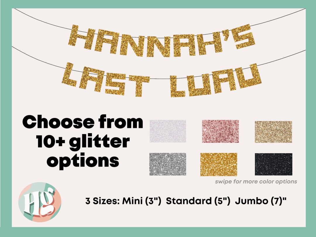 Last Luau Personalized Bachelorette Glitter Banner - Tropical Beach ...