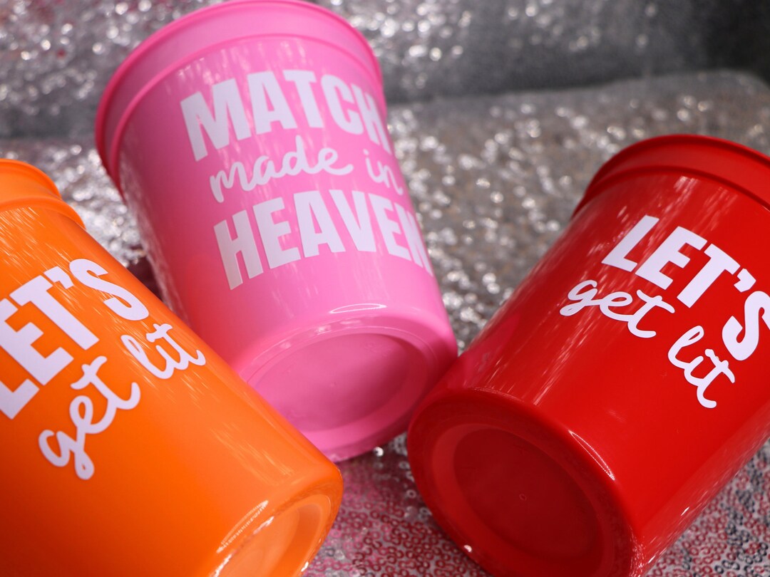 MATCH MADE in HEAVEN Get Lit Cups for Bachelorette Party | Bride on ...