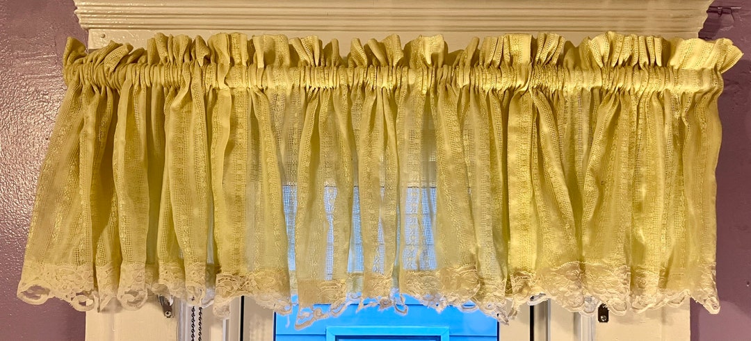 Yellow Valances With White Lace Trim - Etsy