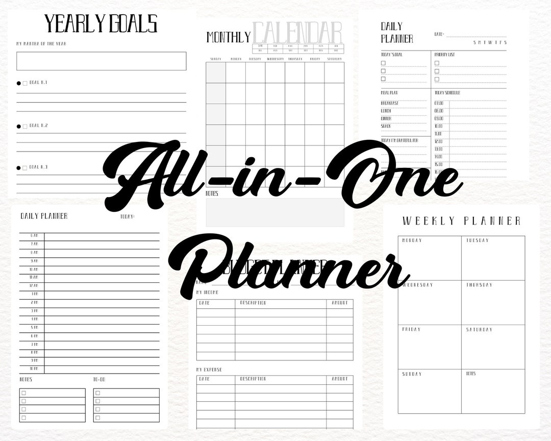 All-in-one Planner - Printable - Etsy