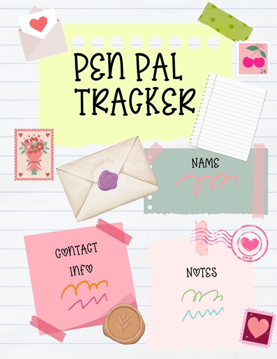 Colorful, Cute, and Quirky Pen Pal Tracker - Etsy