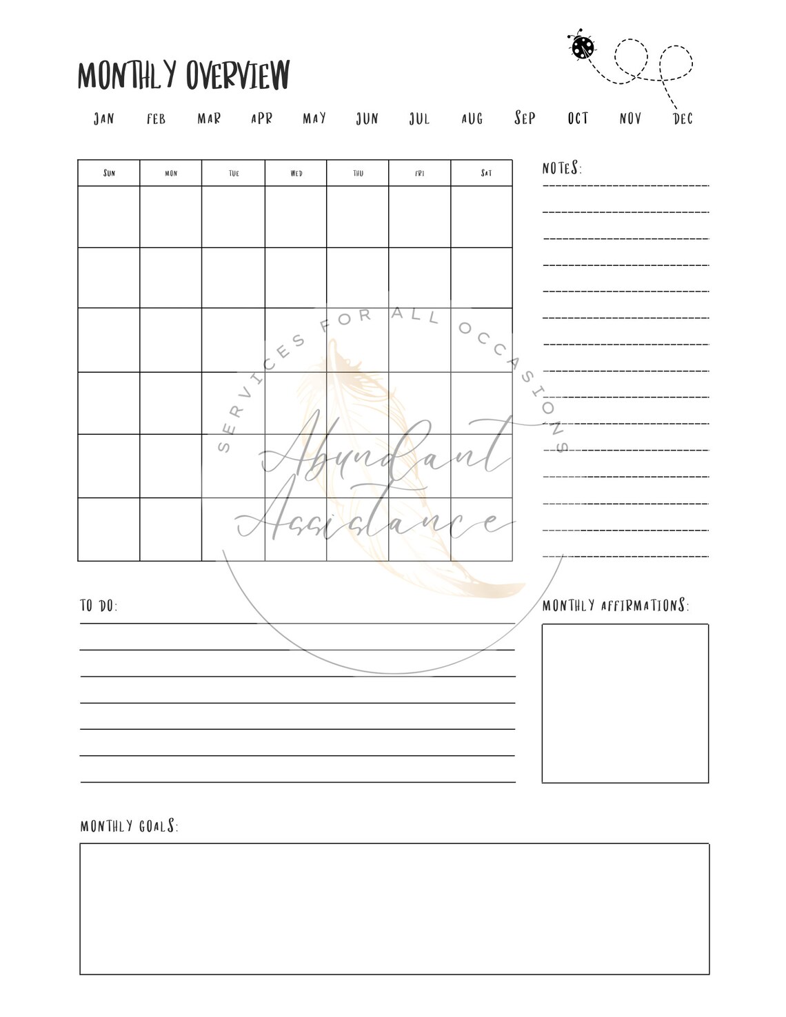 Ladybug All-in-one Planner Printable - Etsy