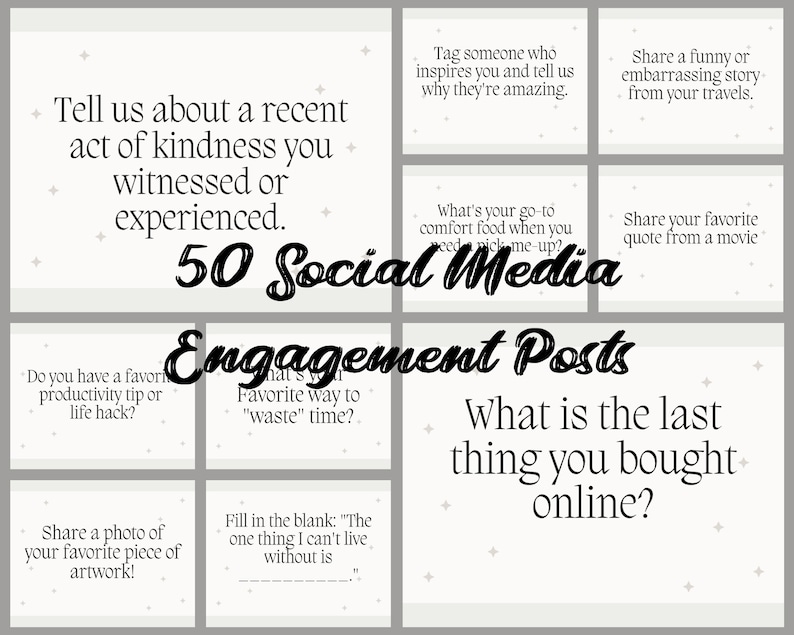 50 Social Media Engagement Posts for Groups, Pages, Etc! - Etsy