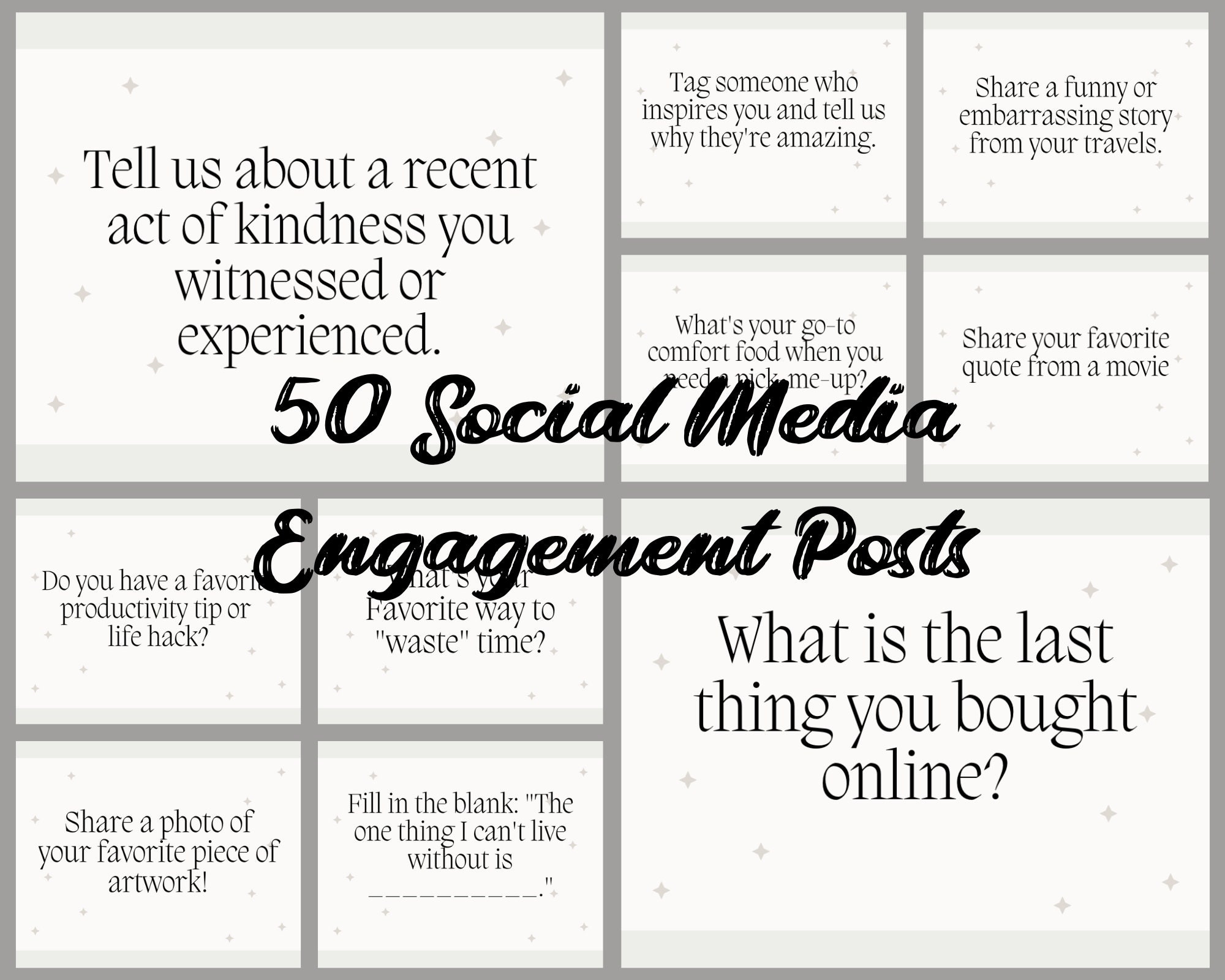 50 Social Media Engagement Posts for Groups, Pages, Etc! - Etsy