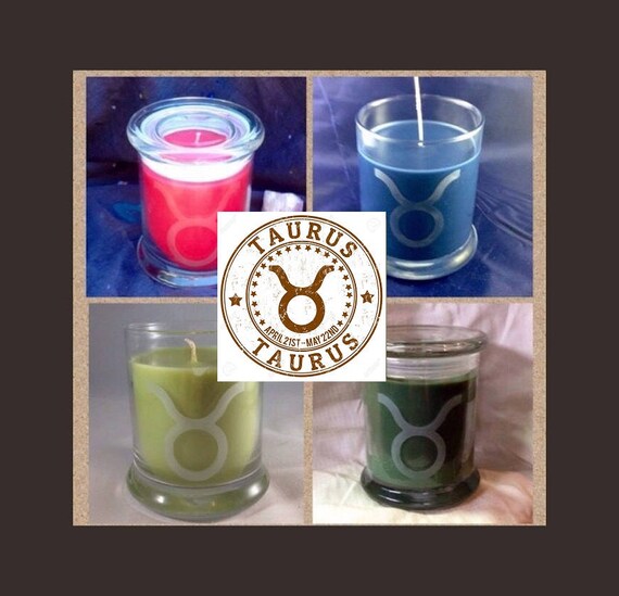 Items similar to Taurus Candle, Zodiac Glyph Etched Glass, Choose Scent ...