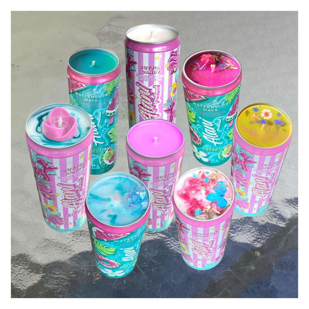 Alani Can Candles Upcyled Cotton Candy and Watermelon Energy Drink - Etsy