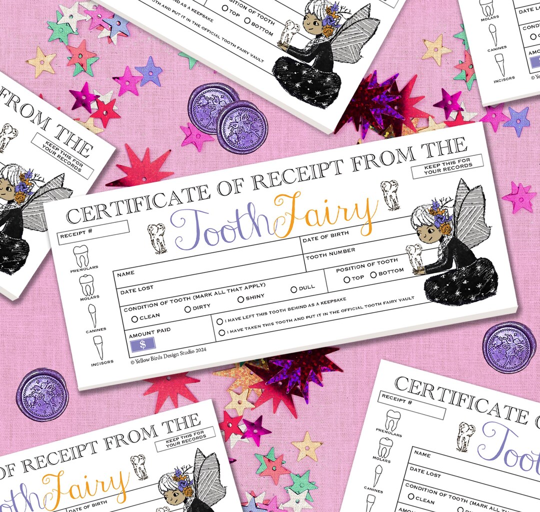 Tooth Fairy Receipt Notepad: Fillable Lost Tooth Certificates for Kids ...