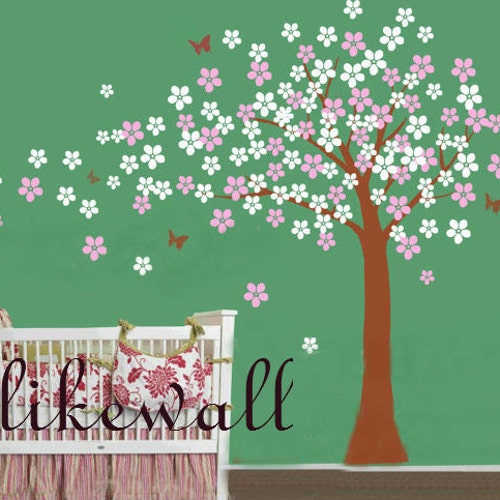 Cherry Blossom Vinyl Wall Art Tree Decal Flower Tree Wall Etsy