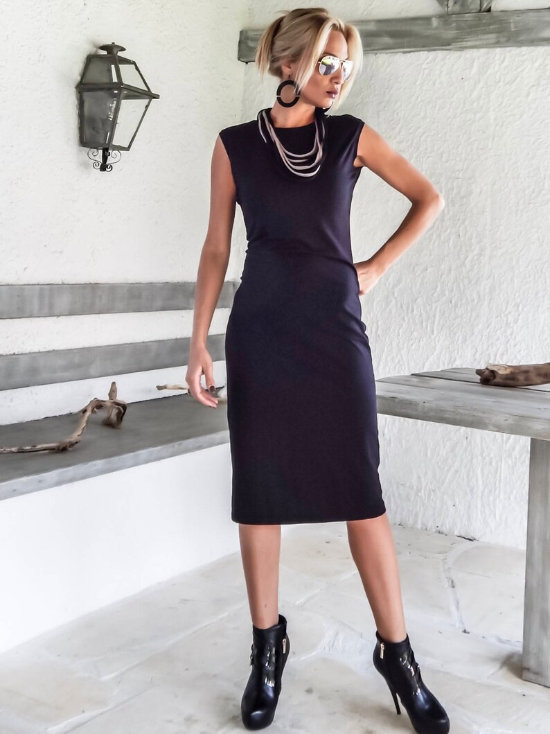 Black Midi Dress / Midi Dress / Black Dress / Black Party | Etsy