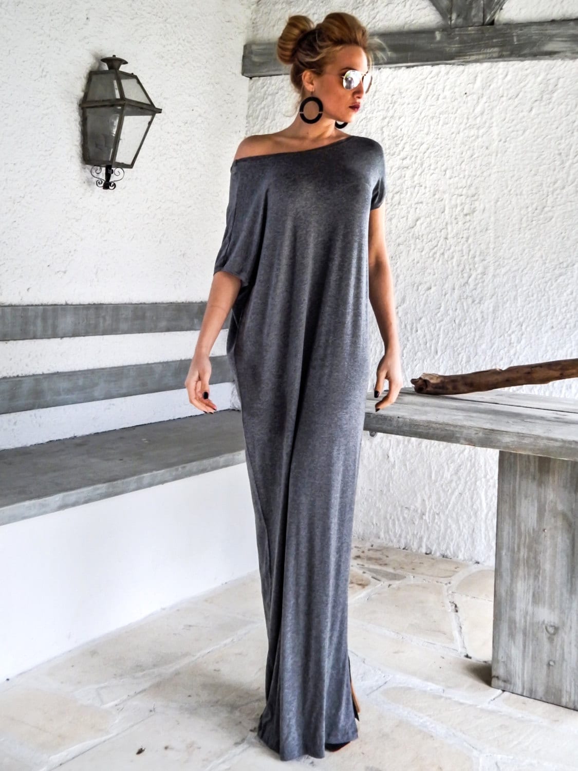 Gray Open Back Bow Maxi Dress / Open Back Dress / Bow Maxi Dress / Plus ...