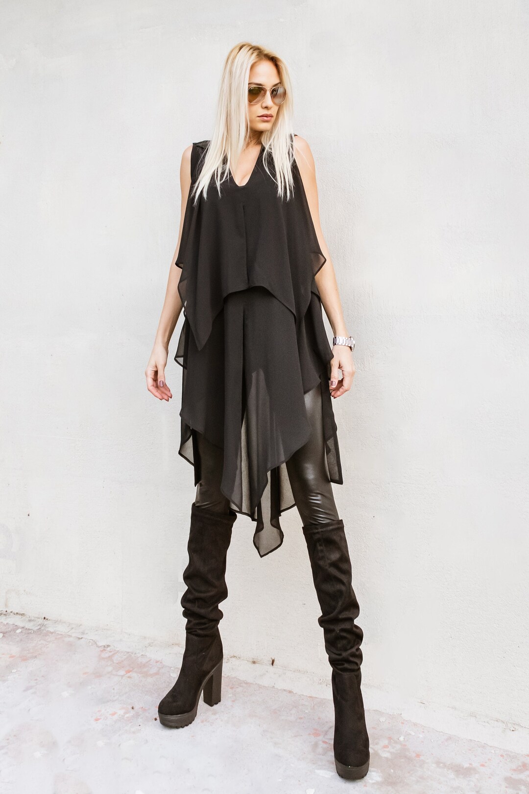 Women Top / Plus Size Tunic / Black Top / Summer Tunic / Black Blouse ...