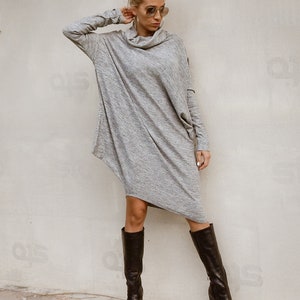 Gray Winter Tunic / Women Sweaterdress / Plus Size Tunic / / Asymmetric ...
