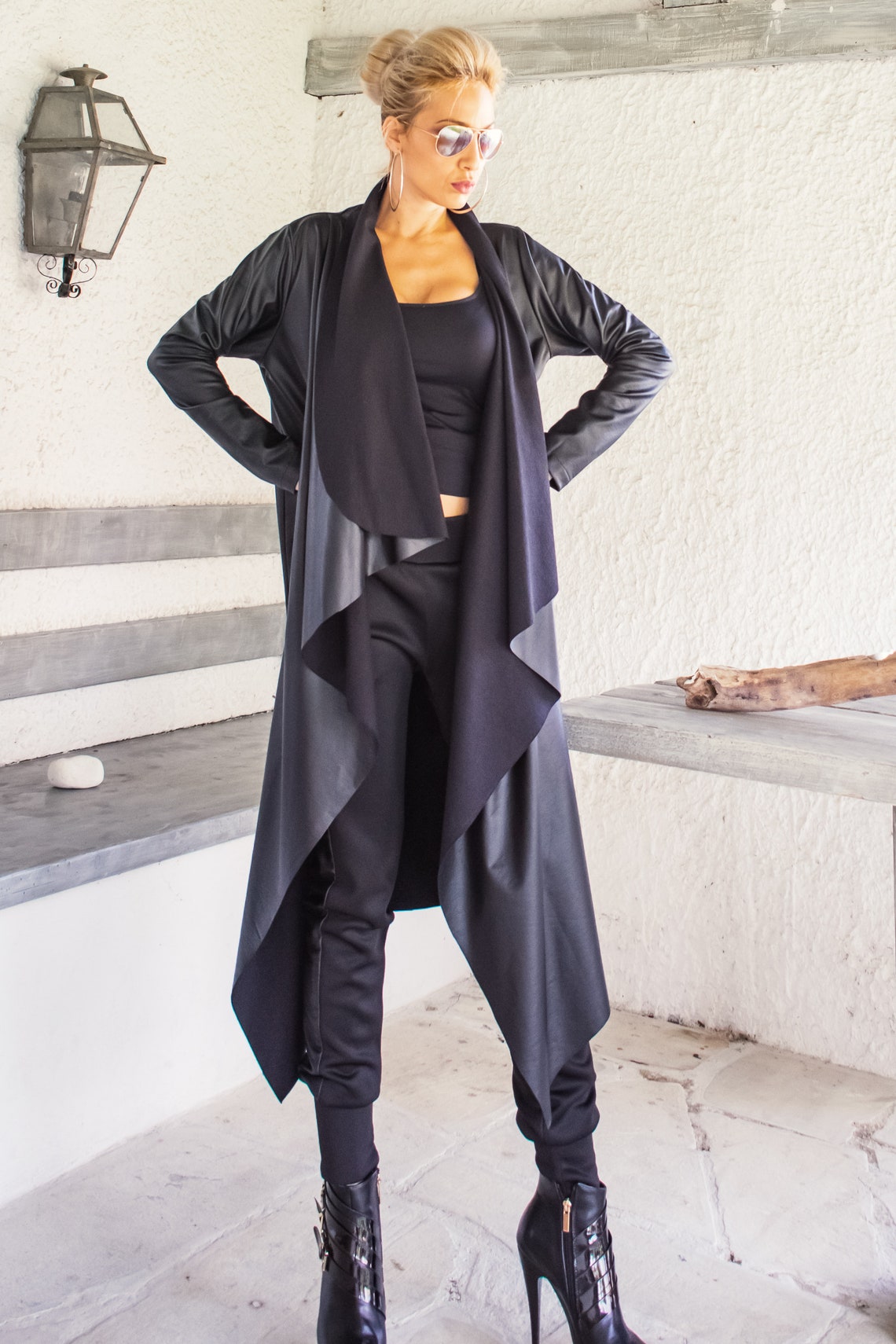 NEW Black Leather Vest / Vest With Sleeves / Black Leather Jacket ...