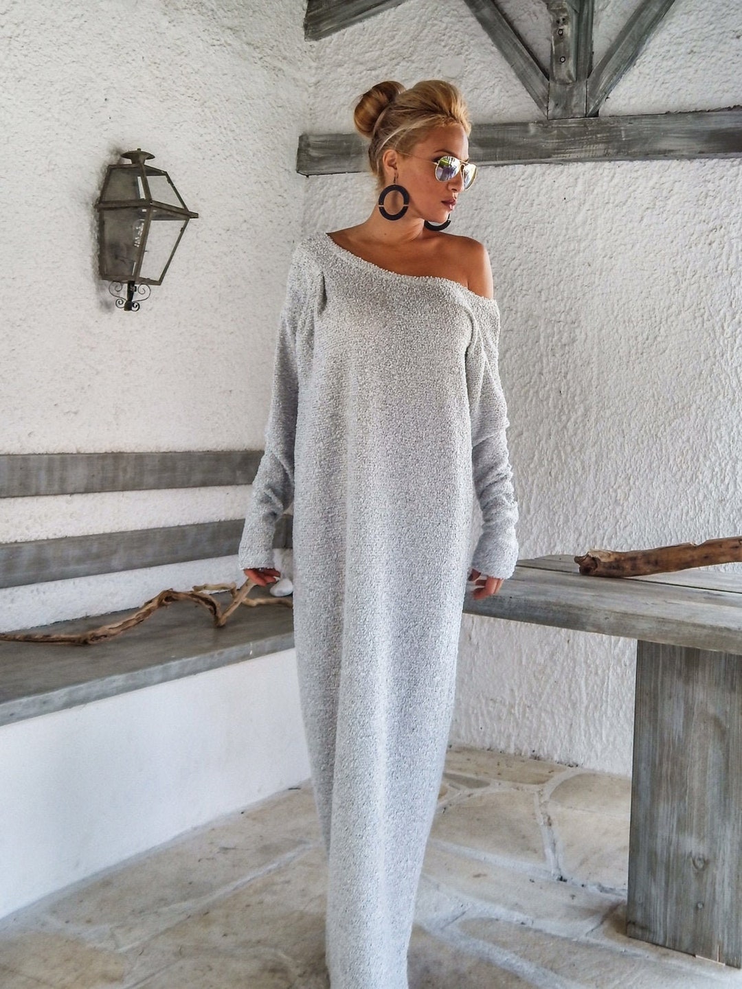 Winter Women Dress / Long Kaftan Dress / Wool Dress / Long Sleeve Dress ...