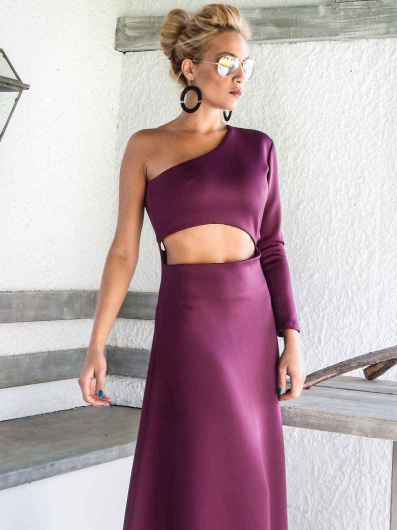 Open Back With Cut-out Details One Shoulder Maxi Dress - #95010 - Etsy