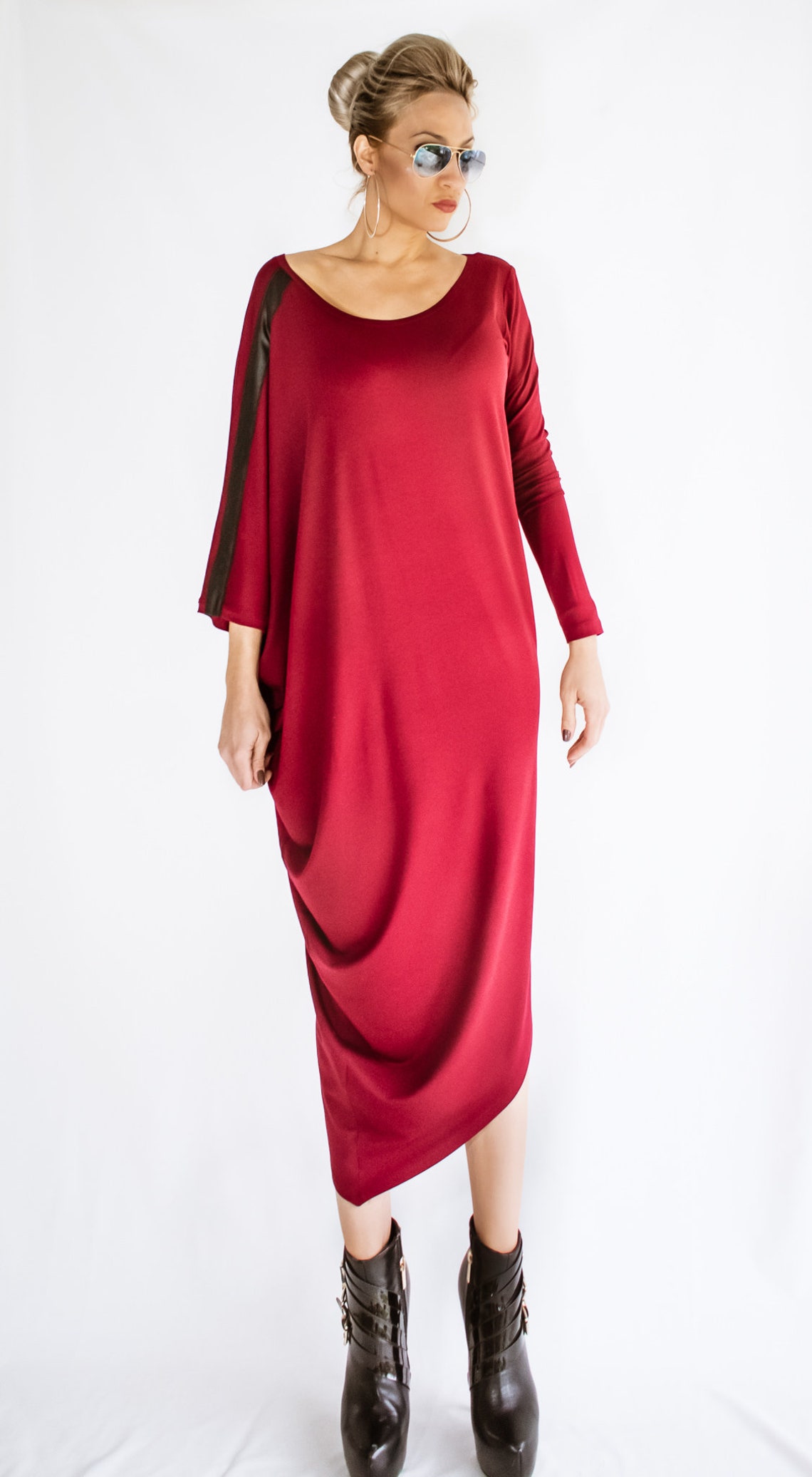 Deep Red Women Tunic / Oversize Tunic / Top Tunic / Dress | Etsy