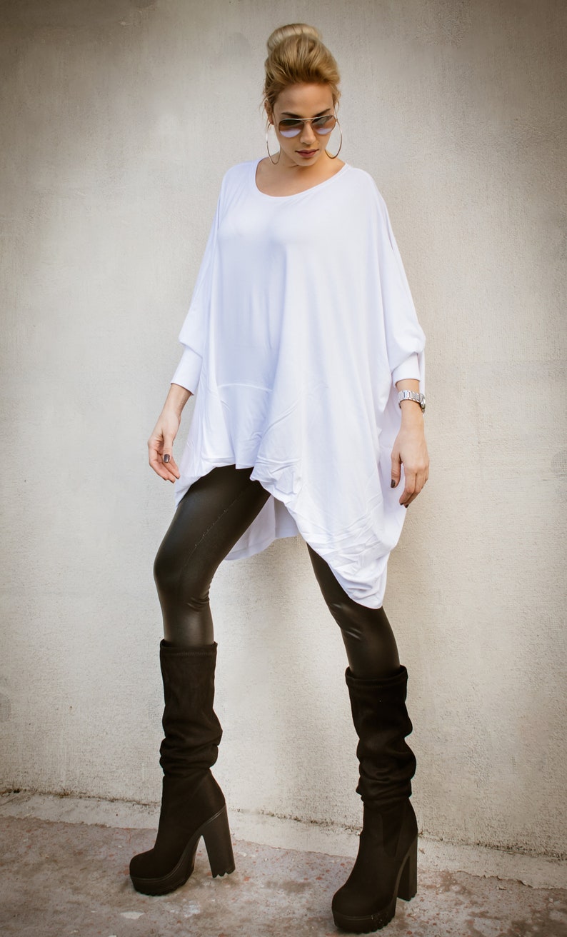 NEW White Oversize Blouse Tunic / Asymmetric Tunic / White Top / Women ...