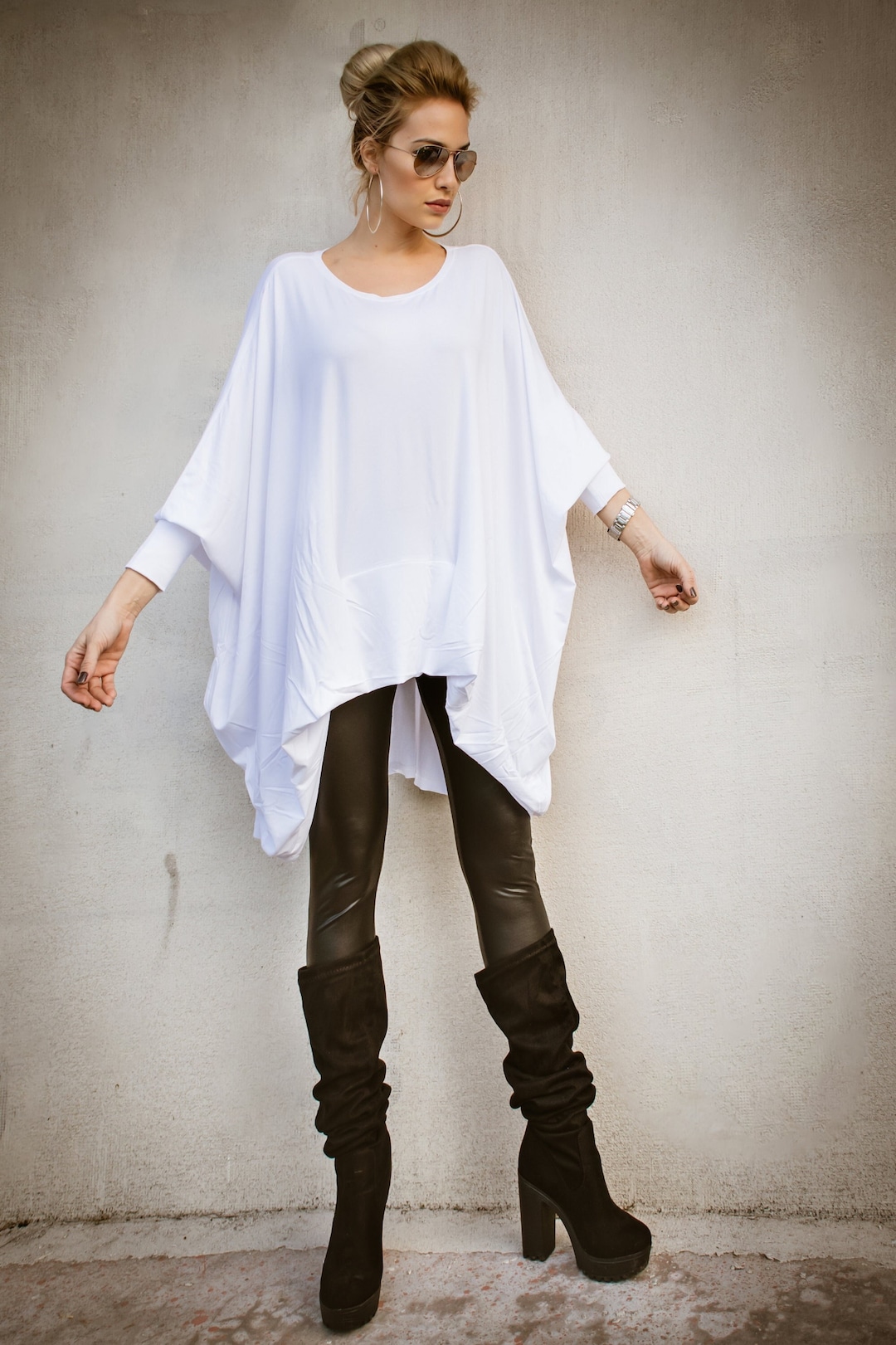 NEW White Oversize Blouse Tunic / Asymmetric Tunic / White Top / Women ...