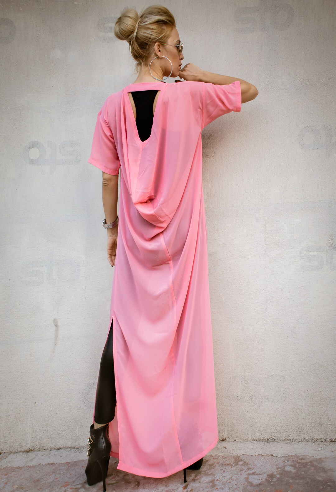 NEW Coral Sheer Dress, Sheer Tunic, Maxi Dress, Plus Size Tunic, Long ...