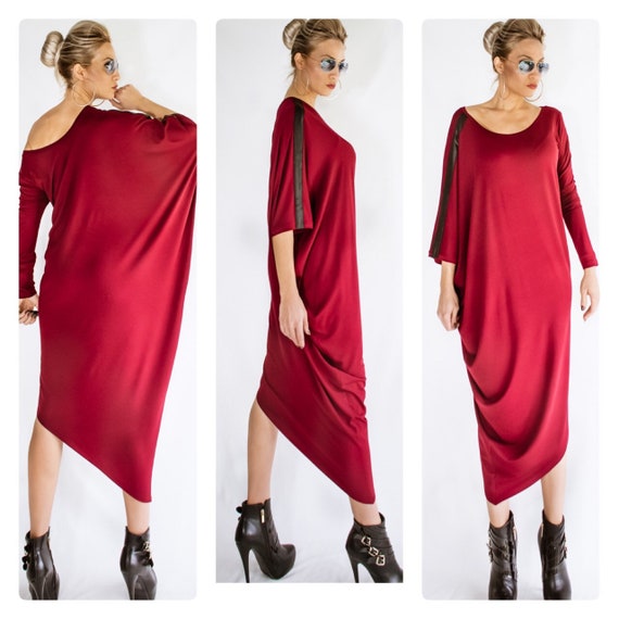 Deep Red Women Tunic / Oversize Tunic / Top Tunic / Dress | Etsy