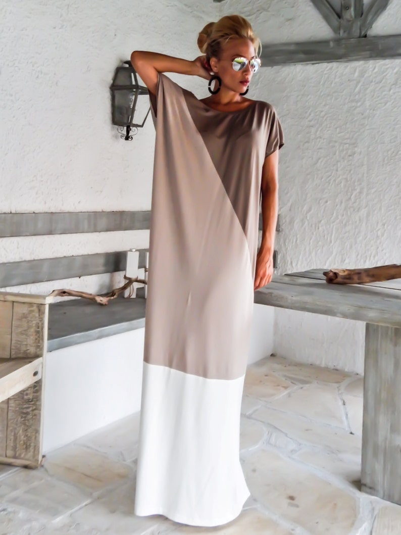 Taupe Beige Ivory Maxi Dress / Maxi Dress / Long Sleeve Dress - Etsy