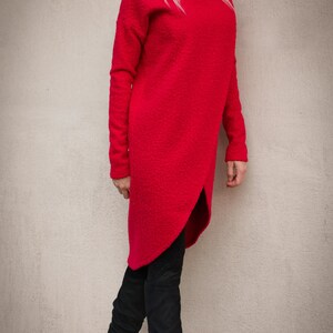 Red Women Sweater / Boucle Winter Tunic / Winter Blouse / Plus Size Top ...