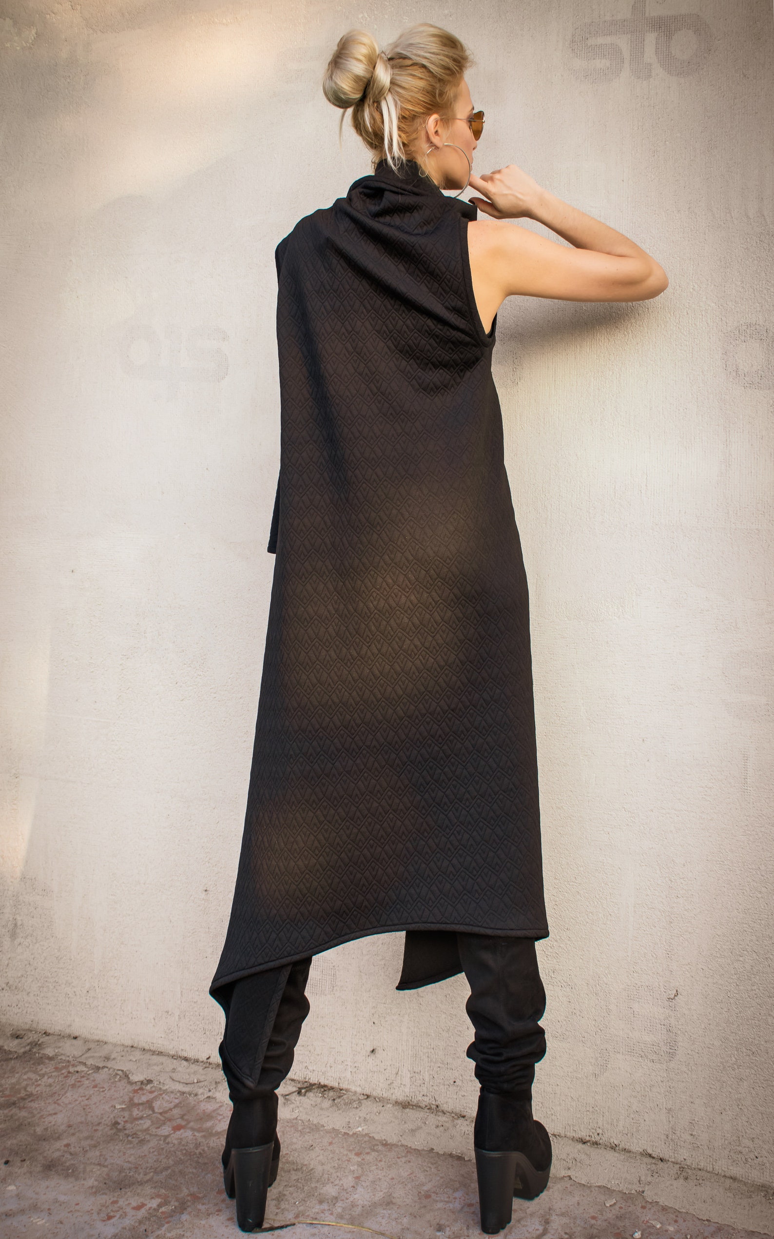 NEW Black Maxi Vest / Women Black Vest / Women Cardigan / Asymmetric ...