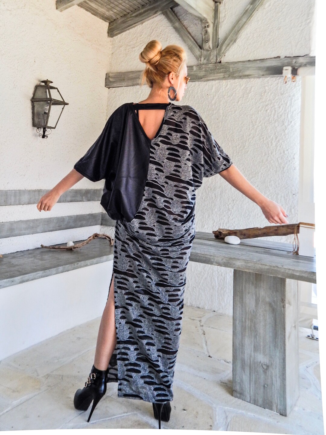 Black Leather Dress / Open Back Dress / Plus Size Dress / Plus Size ...