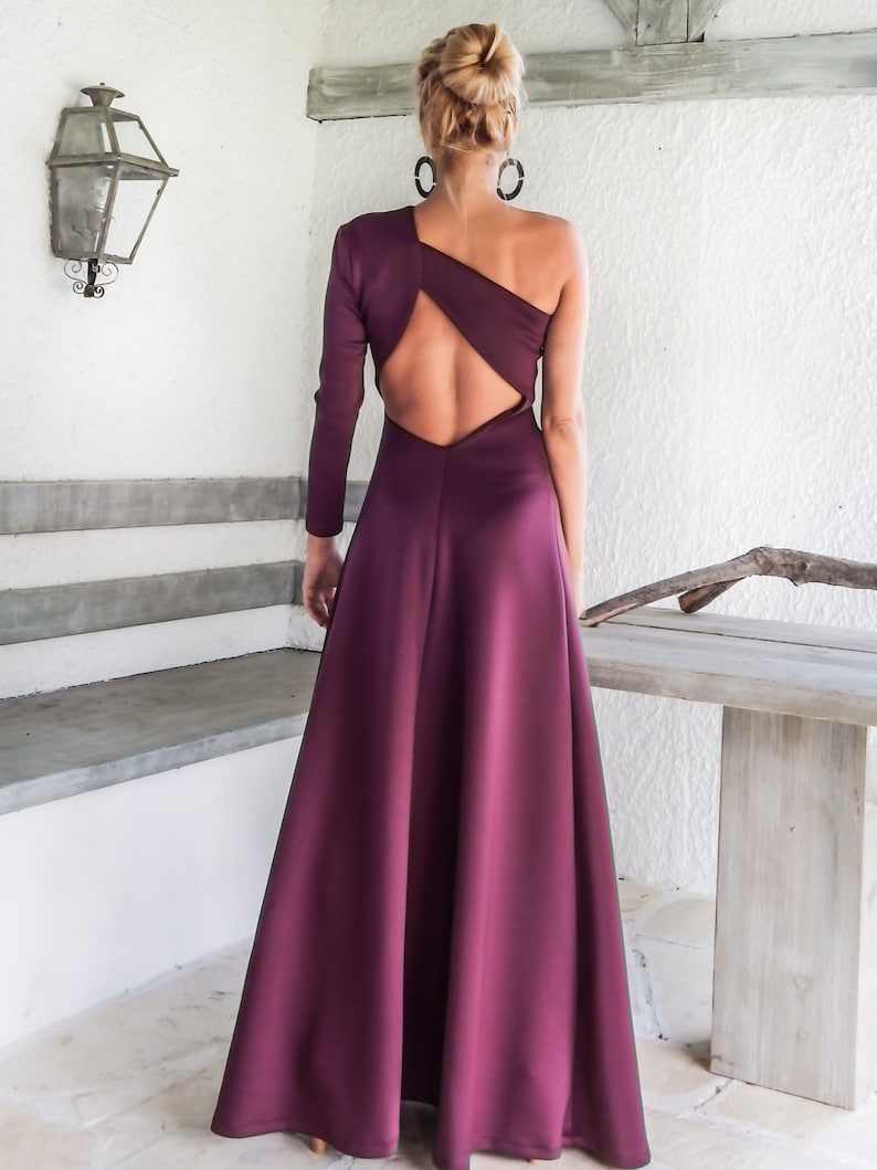 Open Back With Cut-out Details One Shoulder Maxi Dress - #95010 - Etsy