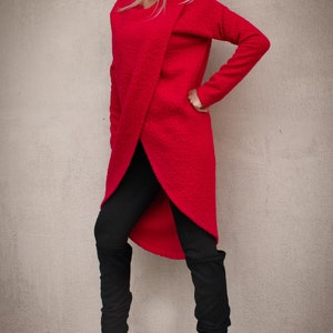 Red Women Sweater / Boucle Winter Tunic / Winter Blouse / Plus Size Top ...