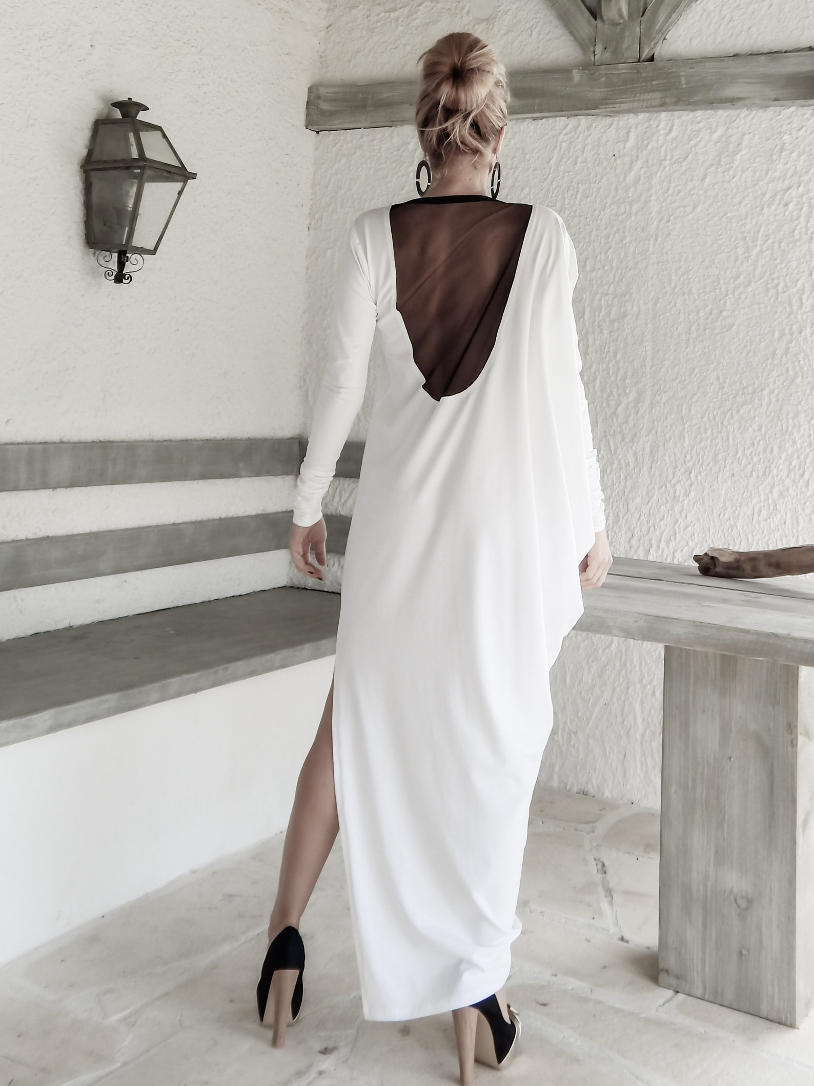 White Maxi Dress / Open Back Dress / White Kaftan / Caftan / Plus Size ...