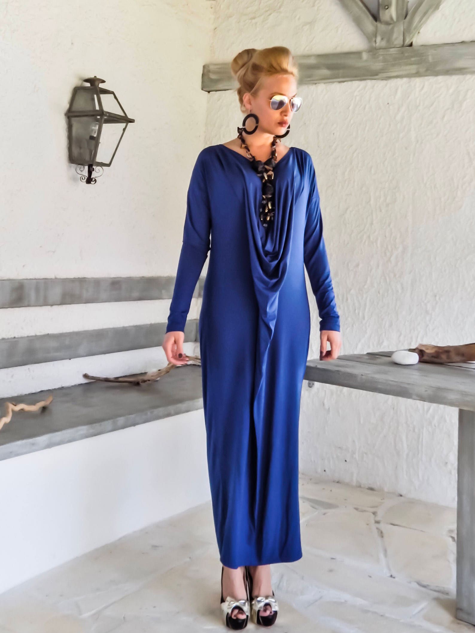 Blue Maxi Dress / Maxi Dress Long Sleeve / Maxi Dress for - Etsy
