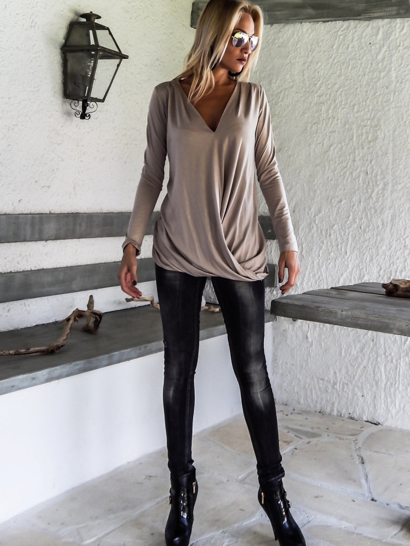 Beige Women Top / Draping Top / Plus Size Top / Plus Size - Etsy