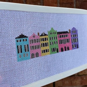 Needlepoint Canvas - Hand Painted Charleston's Rainbow Row - Optional ...