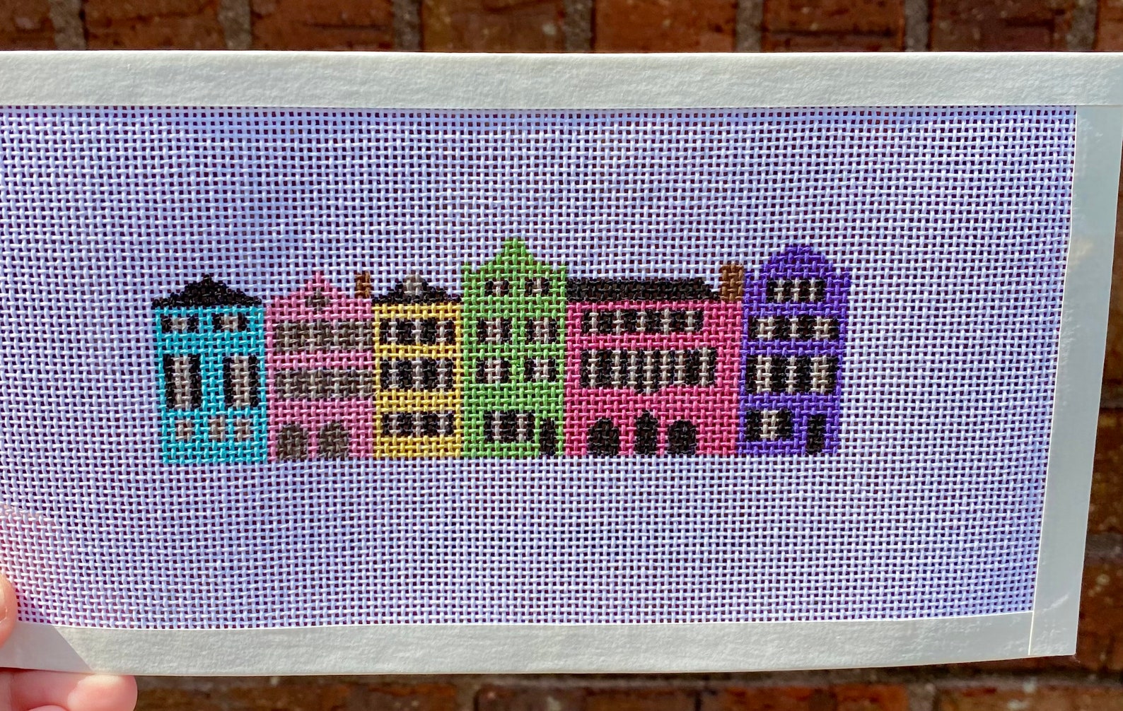 Needlepoint Canvas Hand Painted Charleston's Rainbow Row - Etsy