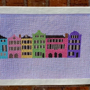 Needlepoint Canvas - Hand Painted Charleston's Rainbow Row - Optional ...