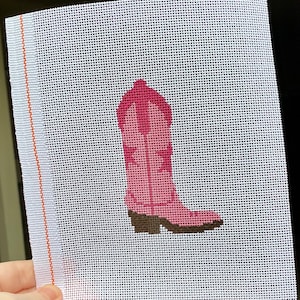 Mini Pink Cowgirl Boot Needlepoint Canvas - Etsy