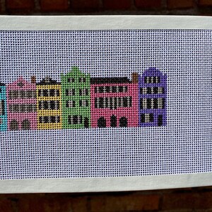 Needlepoint Canvas - Hand Painted Charleston's Rainbow Row - Optional ...