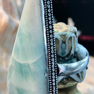 HUGE 1 3/4 Hemimorphite Crystal Ring Teardrop .925 Sterling Silver Size ...