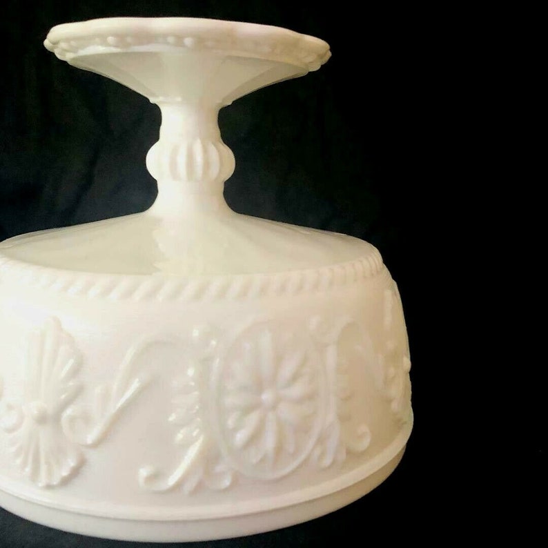 Vintage Large White Milk Glass Compote Footed Wedding Candy | Etsy