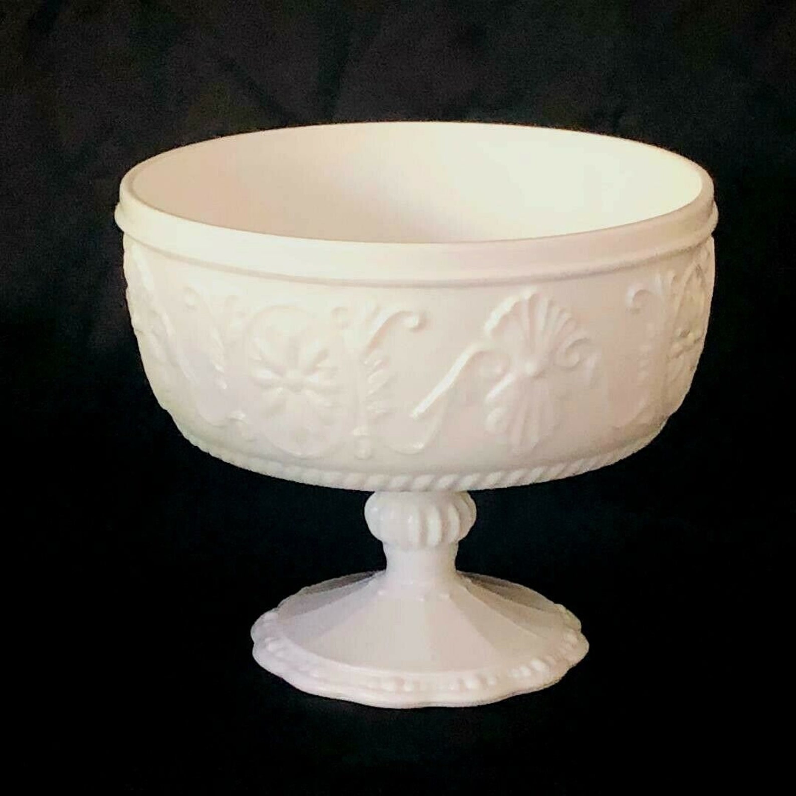 Vintage Large White Milk Glass Compote Footed Wedding Candy | Etsy