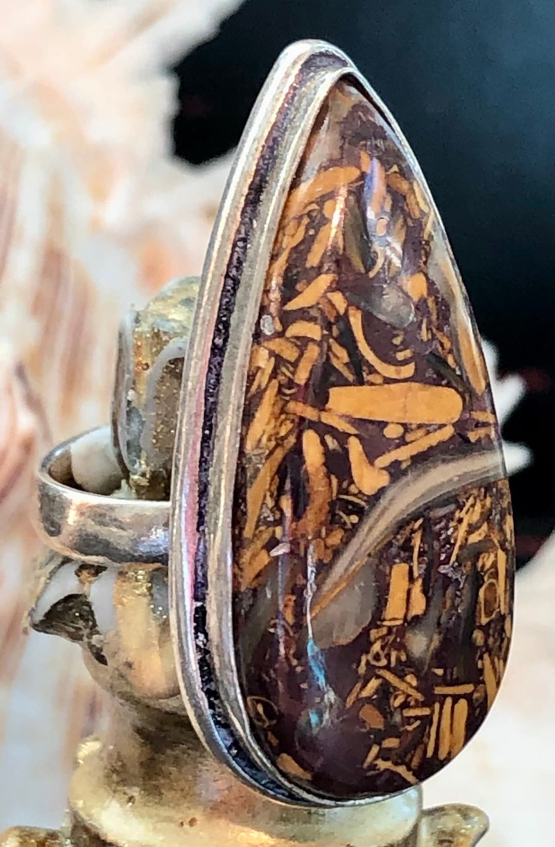 Large 1 3/8 Mariam Jasper Gemstone Ring Teardrop .925 Sterling Silver ...