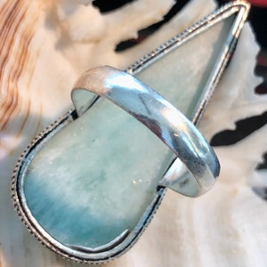 HUGE 1 3/4 Hemimorphite Crystal Ring Teardrop .925 Sterling Silver Size ...