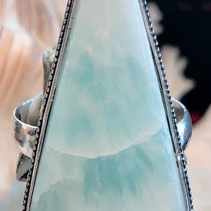 HUGE 1 3/4 Hemimorphite Crystal Ring Teardrop .925 Sterling Silver Size ...