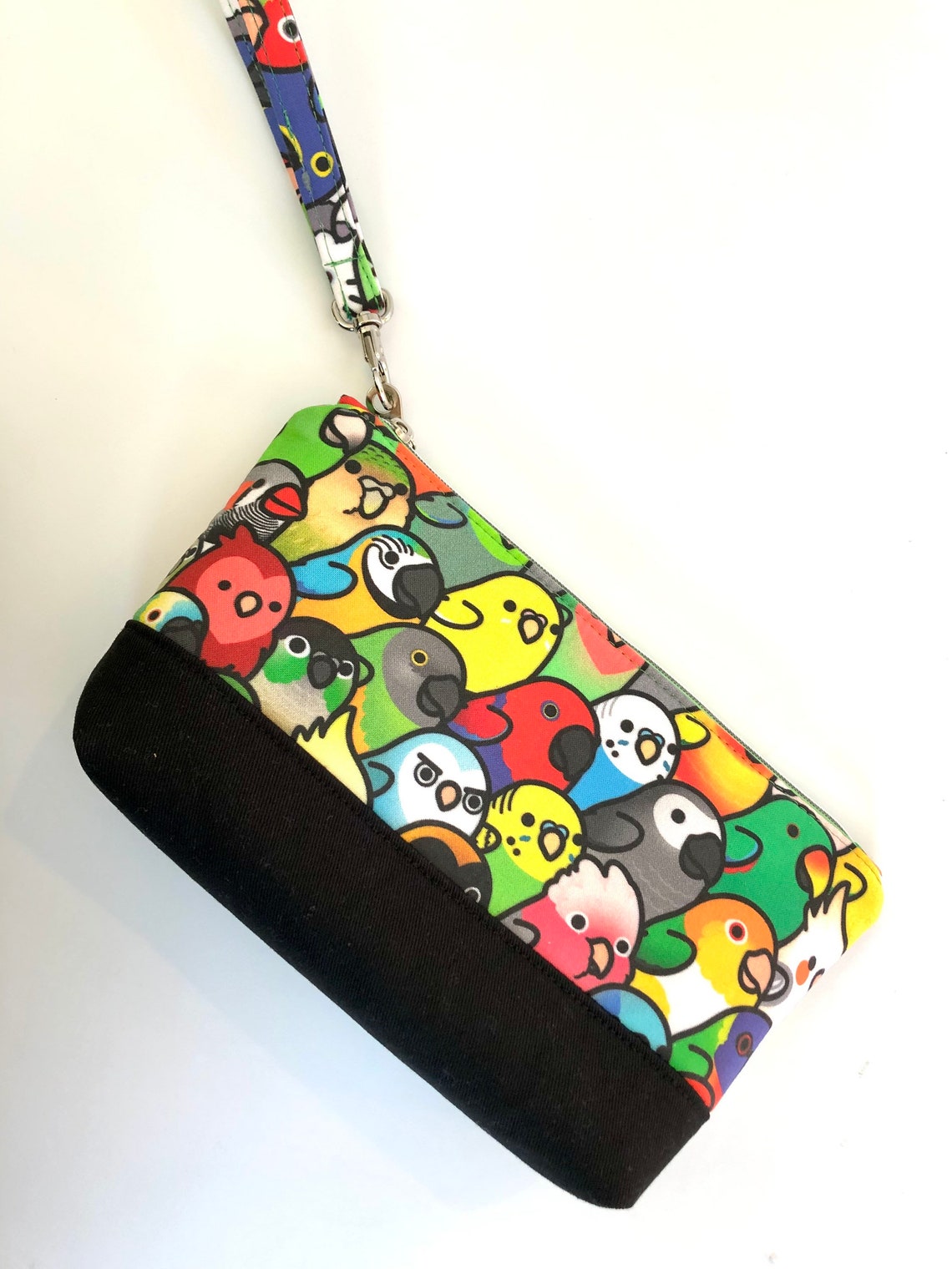 Colorful Birds Zipper Pouch With Wristlet - Etsy