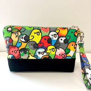 Colorful Birds Zipper Pouch With Wristlet - Etsy